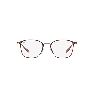 Ray-Ban RX6466 Square Prescription Eyeglass Frames, Beige On Copper/Demo Lens, 49 mm