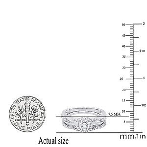Dazzlingrock Collection 0.18 Carat (ctw) Round White Diamond Women Cluster Style Wedding Ring Sets, Sterling Silver, Size 8.5
