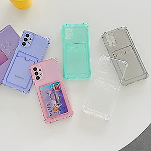 Tuokiou for Samsung Galaxy A53 5g Cases, Clear Protective Card Slot Case, Slim Fit Anti-Fall Soft TPU Wallet Case with Bumper,Cute Card Holder Pocket Case for Galaxy A53 6.5 inch (Black)