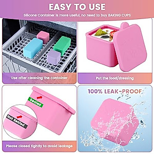 BEFSOP Salad Dressing Container To Go, Compatible with Lunch Box for kids,3x5oz Food Safe Silicone Small Condiment Containers with Lids,Reusable Silicone Baking Cups Snack Containers Sauce Cups