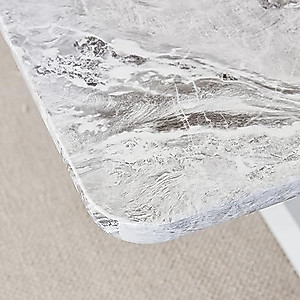 Goderfuu Marble Dining Table for 8 People - 71 inch Modern Kitchen Dining Room Table with Grey U-Base, Faux Marble Dining Table Pedestal Table Dinner Table, Large Marble Table for Dining Room