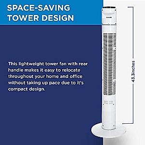 Westinghouse 42'' Tower Fan with Remote and Digital Control Panel - 80° Oscillating Function - with LED Multicolored Display