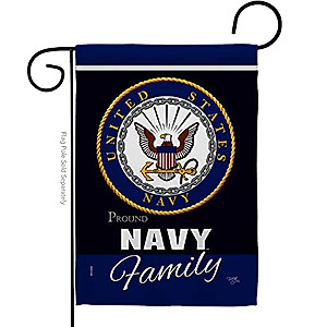 Breeze Decor Navy Proudly Family Garden Flag - Armed Forces USN Seabee United State American Military Veteran Retire Official - House Decoration Banner Small Yard Gift Double-Sided Made In USA