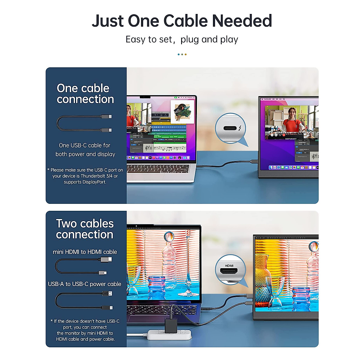 ForHelp 2k Portable Monitor 16inch 2560X1600 USB C Laptop Monitor HDMI Computer Display HDR IPS Gaming Screen w/Smart Cover & Dual Speakers, Travel Monitor for PC Mac Phone Xbox PS5 Switch Laptop