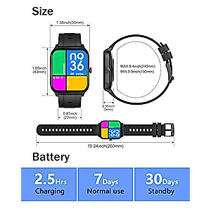 Smart Watch Compatible with iPhone Android Phones 2022, 1.7 inch Watches for Men Women IP68 Waterproof Fitness Tracker with Blood Oxygen/Heart Rate Monitor Sleep Steps Tracker DIY Watch Faces Black