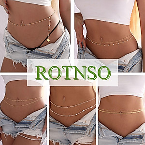 Rotnso 14K Gold Plated Body Chains | Dainty Boho Layered Beach Waist Chain | Adjustable Bikini Belly Chain | Jewelry Accessories for Women sexy