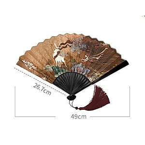 Folding Hand Fan Folding Fan Handheld Folded Fan Vintage Xuan Paper Fans with Gift Box, Foldable Bamboo Folder for Chinese Men and Women Fan Foldable Fan Hand Held Fans (Color : D, Size : 16.7cm)
