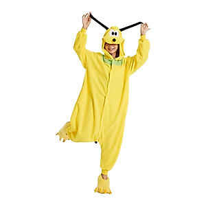 GONAAP Pluto Dog Onesie Animal Pajamas Plush One Piece Cosplay Dog Costume Cartoon Onesie Sleepwear(Medium, Pluto Dog)