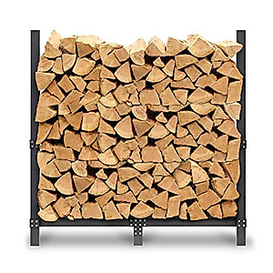Pilgrim Home and Hearth Pro 48" Outdoor Firewood Rack Log Holder with Cover, Durable Black Powder Coat