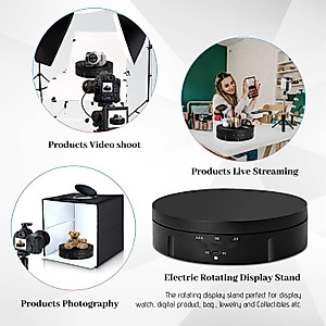 Qinmay 360-Degree Rotating Display Stand, 360 Degree Photography Turntable with Remote Control,5 PVC Backgrounds,Battery/USB Power Supply for Product Photography Display