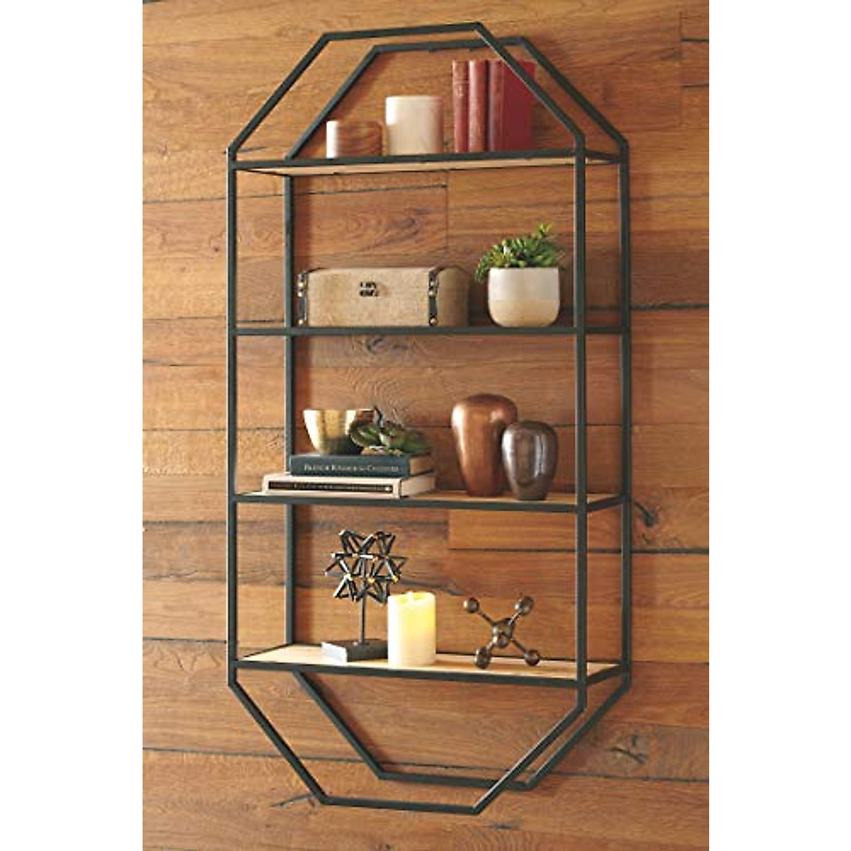 Signature Design by Ashley Elea Urban 48" Multi Purpose Minimalist Wall Shelf, Black & Natural