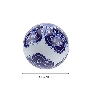 SEWACC Ceramics Balls Set of 3pcs Porcelain Orbs Random Style Chinese Style Decorative Balls Pretty Floating Balls Unique Home Decor for Bowl, Vase, Basket, Dish, Fish Tank ( Blue )