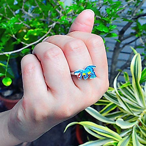 FUN JEWELS Dinosaur Color Change Kids T-Rex Mood Ring Gift for Boys Girls Size Adjustable