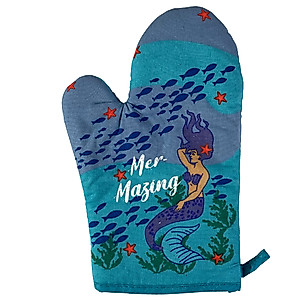 Mer-Mazing Oven Mitt Funny Mermaid Ocean Sea Mystical Kitchen Glove Funny Graphic Kitchenwear Funny Summer Novelty Cookware Blue Oven Mitt