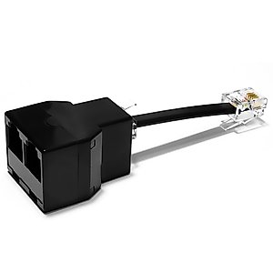 RetailAndBulk Phone Jack Splitter for Landline Telephone RJ11 6P4C 2 WAY Adapter (1 Splitter + 2.5 Inch Cable)