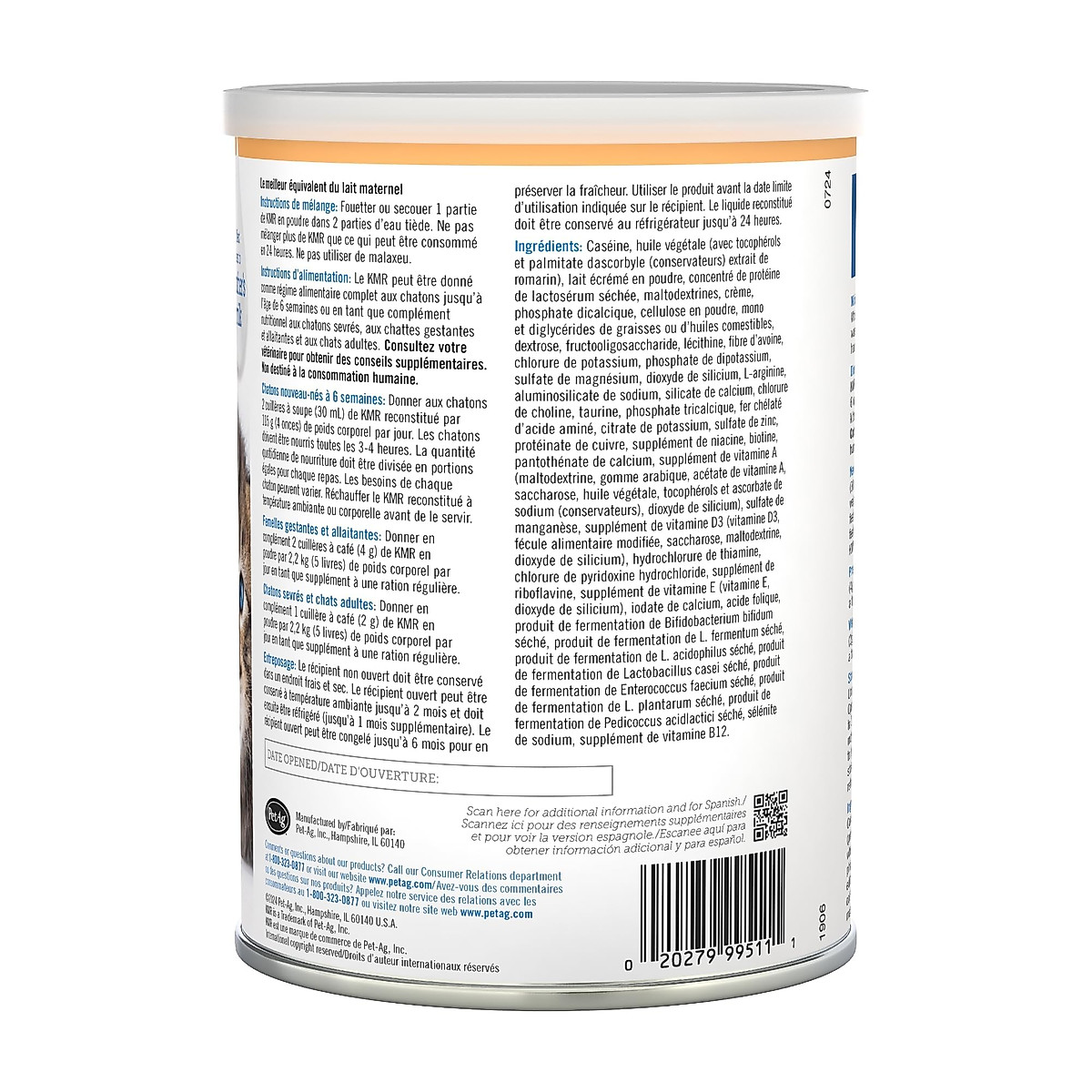 Pet-Ag KMR Kitten Milk Replacer Powder - 12 oz, Pack of 3 - Powdered Kitten Formula with Prebiotics, Probiotics & Vitamins for Kittens Newborn to Six Weeks Old - Easy to Digest