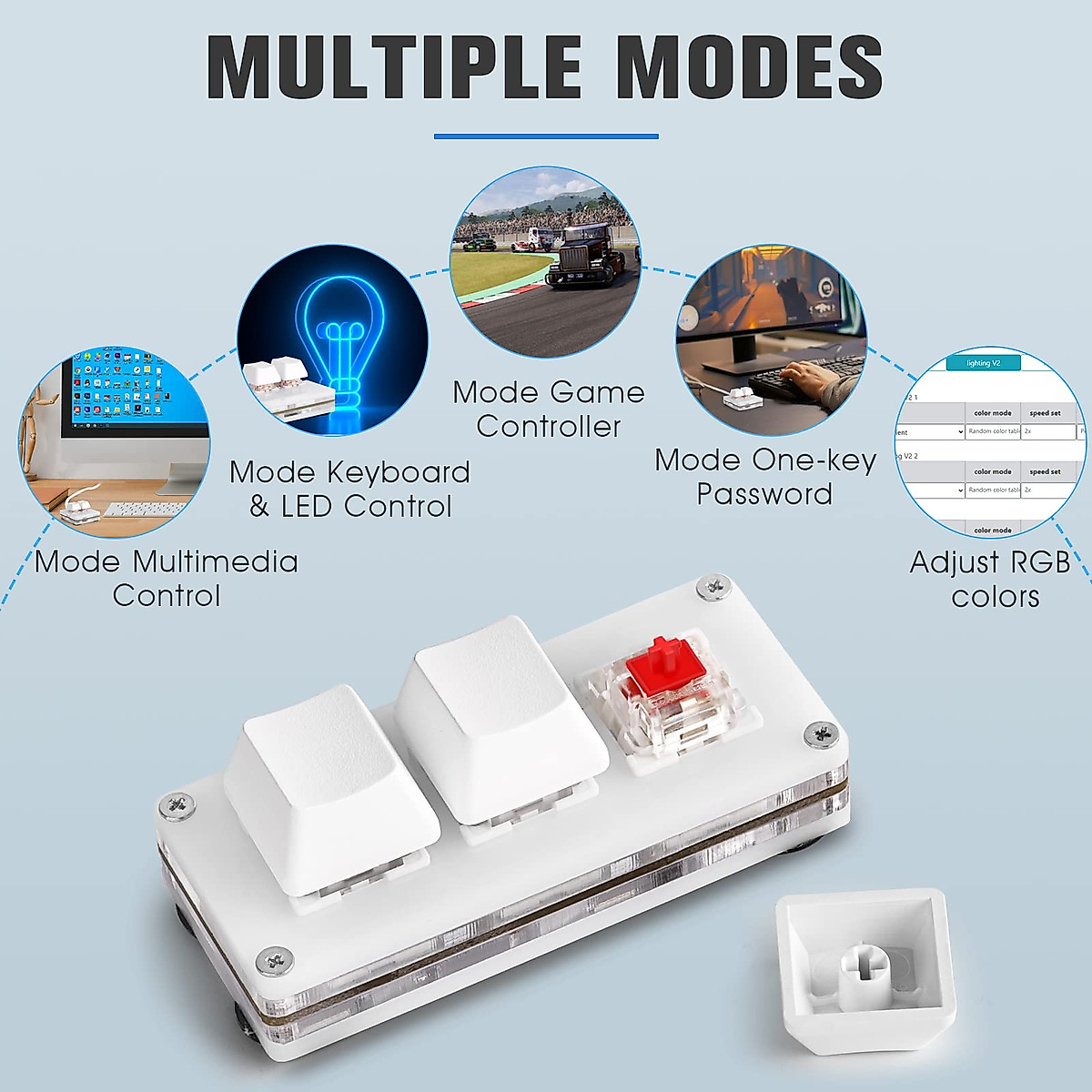 Ecarke USB Mini 3-Key OSU Keypad Hotswap One Handed Mechanical Gaming Keyboard Programming Macro Cherry Switch RGB Backlit Mini USB Keypad for Windows Mac macros or Rhythm Games