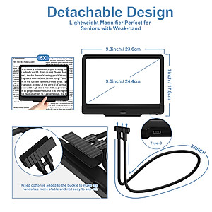 4X Magnifying Glass with 36 Adjustable LED Lights Provide Full-Page Viewing Area Evenly Lit Perfect for Low Vision Person and Seniors