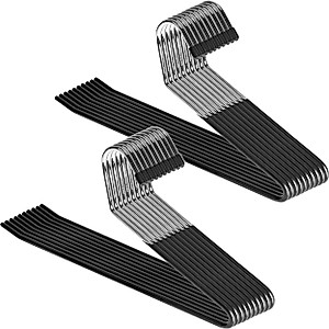 ZOBER Slack/Trousers Pants Hangers - 20 Pack - Strong and Durable Anti-Rust Chrome Metal Hangers, Non Slip Rubber Coating, Slim & Space Saving, Open Ended Design for Easy-Slide Pant, Jeans, Slacks Etc