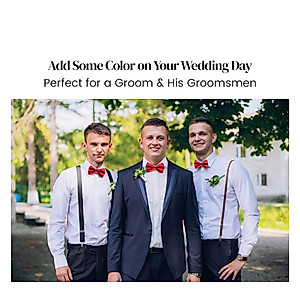 Man of Men Red Bow Tie, Red Bow Ties for Men - Pre-Tied Formal Tuxedo Bowtie - Adjustable Length - Huge Variety Colors Available (Red)