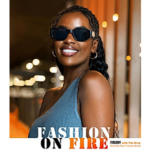 FEISEDY Retro Trendy Rectangle Sunglasses Women Men Vintage 90s Small Narrow Square Sunglasses B2322