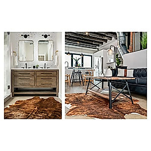 NativeSkins Large Faux Cowhide Rug - Sahara Sands (4.6ft x 6.6ft) - Cow Print Area Rug for a Western Boho Decor - Synthetic, Cruelty-Free Animal Hide Carpet with No-Slip Backing