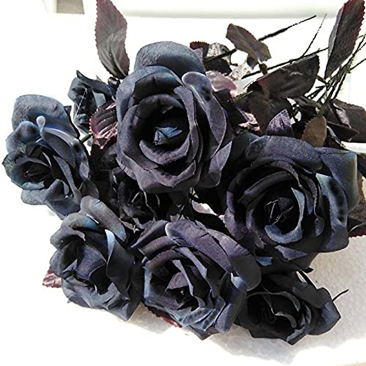 G4S3 Fake Roses, Single Stem Premium Velvet Touch Artificial Rose, Home/Garden/Wedding Bouquet Bride Bouquet Flower Bouquet for Wedding Home Party Decoration Event (Black)