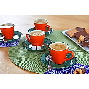 IMUSA USA 8 Piece 3oz Colorful Espresso Cups with Saucers (Green, Orange)
