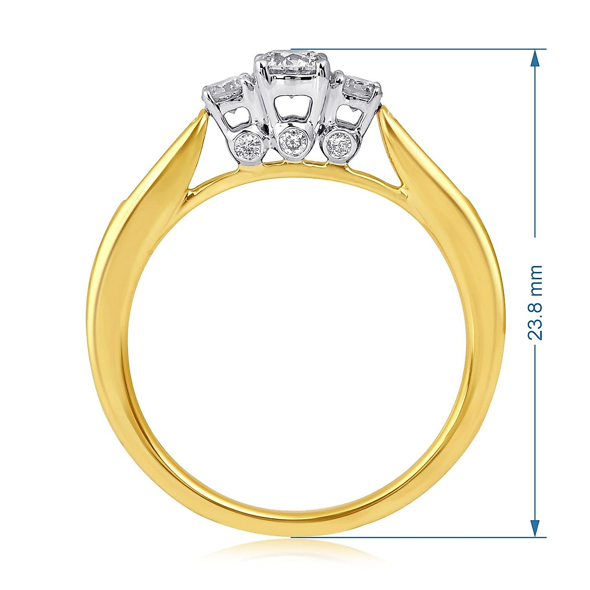 Jewelili October Birthstone Ring in 10K Yellow Gold with Cushion Cut Created Opal and Natural White Round Diamond Accent, Size 7