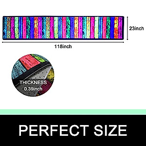 SEBKQ Neon Dance Floor Runner Rugs, UV Black Light Reaction Non-Slip Carpet, Glow in The Dark Party Supplies for Birthday, Wedding, Raves(118in×23in×0.39in)