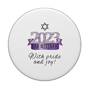 2023 Bar Mitzvah I Pride & Joy I White Purple Banner Decor PopSockets Standard PopGrip