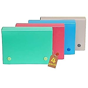 1InTheOffice Index Card Holder 4x6 , Index Card Case, Assorted Colors (4 Pack)