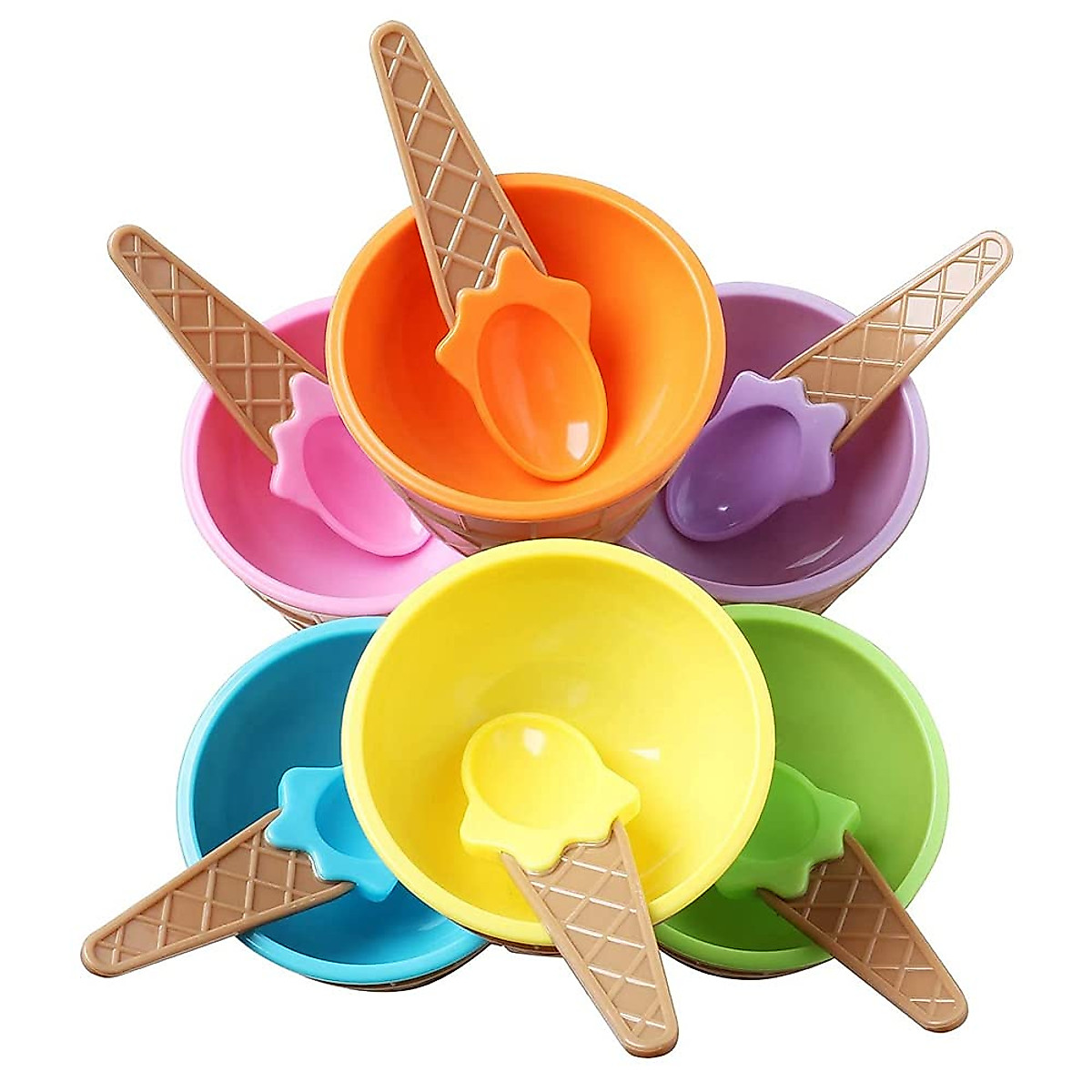 Jaquiain 6Pcs Ice Cream Bowl Set Ice Cream Spoon Bowl Set Children Bowl
