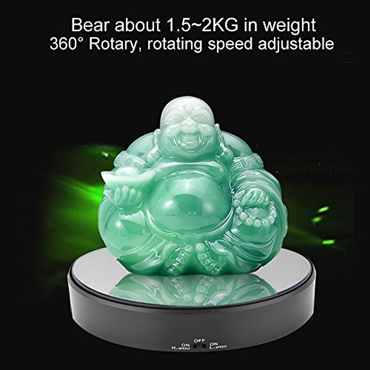 Rotating Display Stand, Speed Adjustable Electric 360° Turntable Display Holder Mirror Motorized Revolving Base Battery Powered for Displaying Jewelry Watch Digital Photography