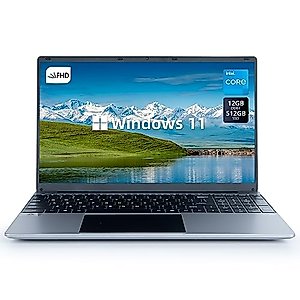 Chicbuy Laptop Computer,15.6 Inch FHD Display 1080P IPS, 12GB DDR4 512GB SSD Windows 11 Laptop with Quad-Core Intel Celeron N5095 Processors,USB 3.0, Bluetooth 4.2, 2.4/5G WiFi