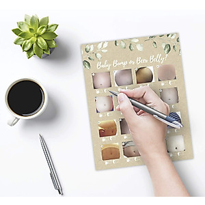 30 Beer Belly or Pregnant Baby Bump Game Cards- Baby Shower or Gender Reveal Party Supply Kit- Rustic Gender Neutral Card Design- A Fun Game for Men, Women or Kids. Made in The USA