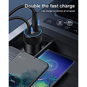 USB C Car Charger, 60W Fast Charge Type C Car Charger Cigarette Lighter Adapter with 3Ft Type C Cable Fast Charging for Samsung Galaxy S23/S22/S21/S20/Note 20/A03s/A23/A53/A04s, Google Pixel 7/6/5/4XL