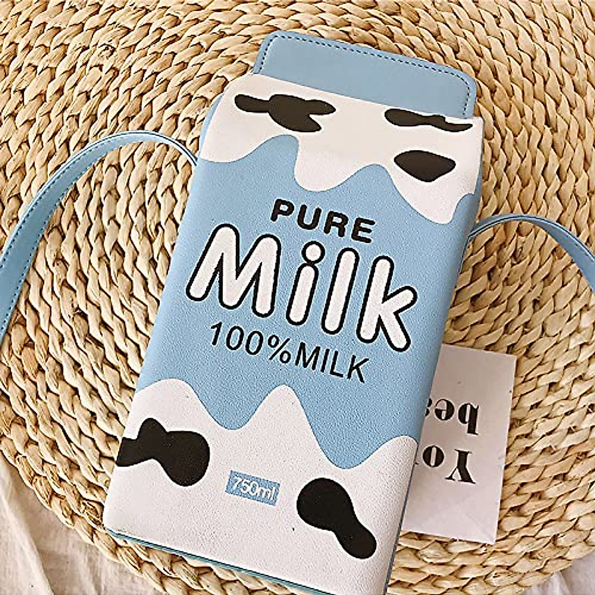 WLC Milk Carton Purse Female Bag, Ladies' PU Shoulder Handbag, White