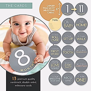 Rainbow Baby Blanket Rainbow Baby Gifts, Baby Milestone Blanket with 13 Double-Sided Monthly Milestone Cards & Baby Announcement Sign. Muslin Swaddle Blanket Neutral Boy or Girl 47in x 47in
