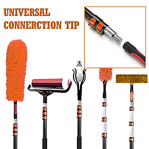 Telescopic Extension Pole, Reach to 26FT Extendable Pole Multi-Purpose 5-20FT Lightweight, Sturdy with Universal Twist-on Metal Tip Telescoping Pole for Dusting Painting Window Cleaning