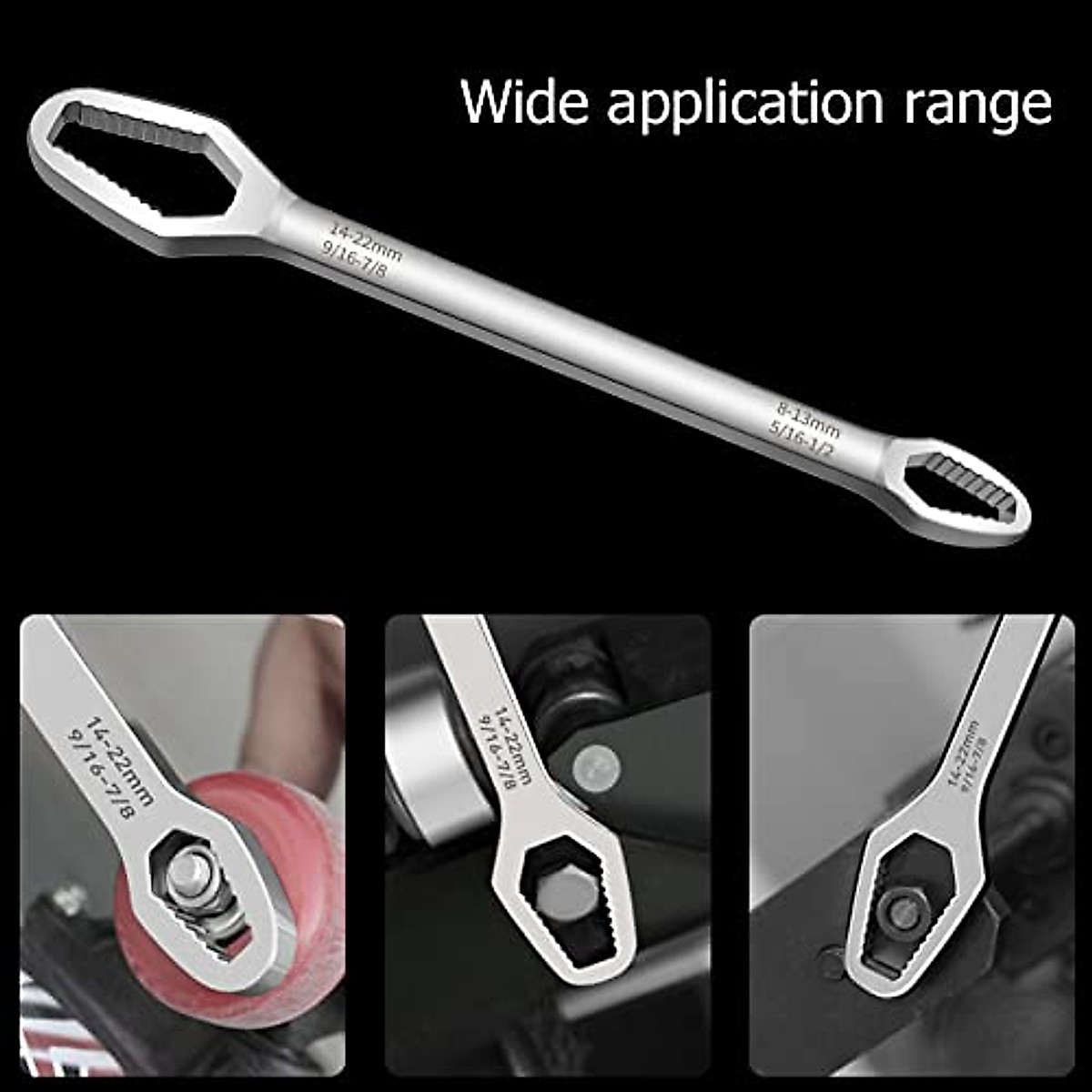 8-22mm Universal Wrench Set,Adjustable Double-ended Self-tightening Torx Wrench Tools,Multi-function Torque Wrench,Multi-purpose Plum Wrenches For Cycling Outdoor Or Home Car Maintenance (2 PCS)