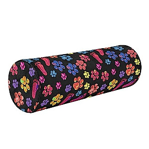 Vnurnrn Paw Print Trails Neck Support Pillow Round Neck Roll Bolster Cylinder Pillow Cervical Pillows Shoulder Pillow for Leg Knee Back Head Support for Work Women Men Traveling Headrest