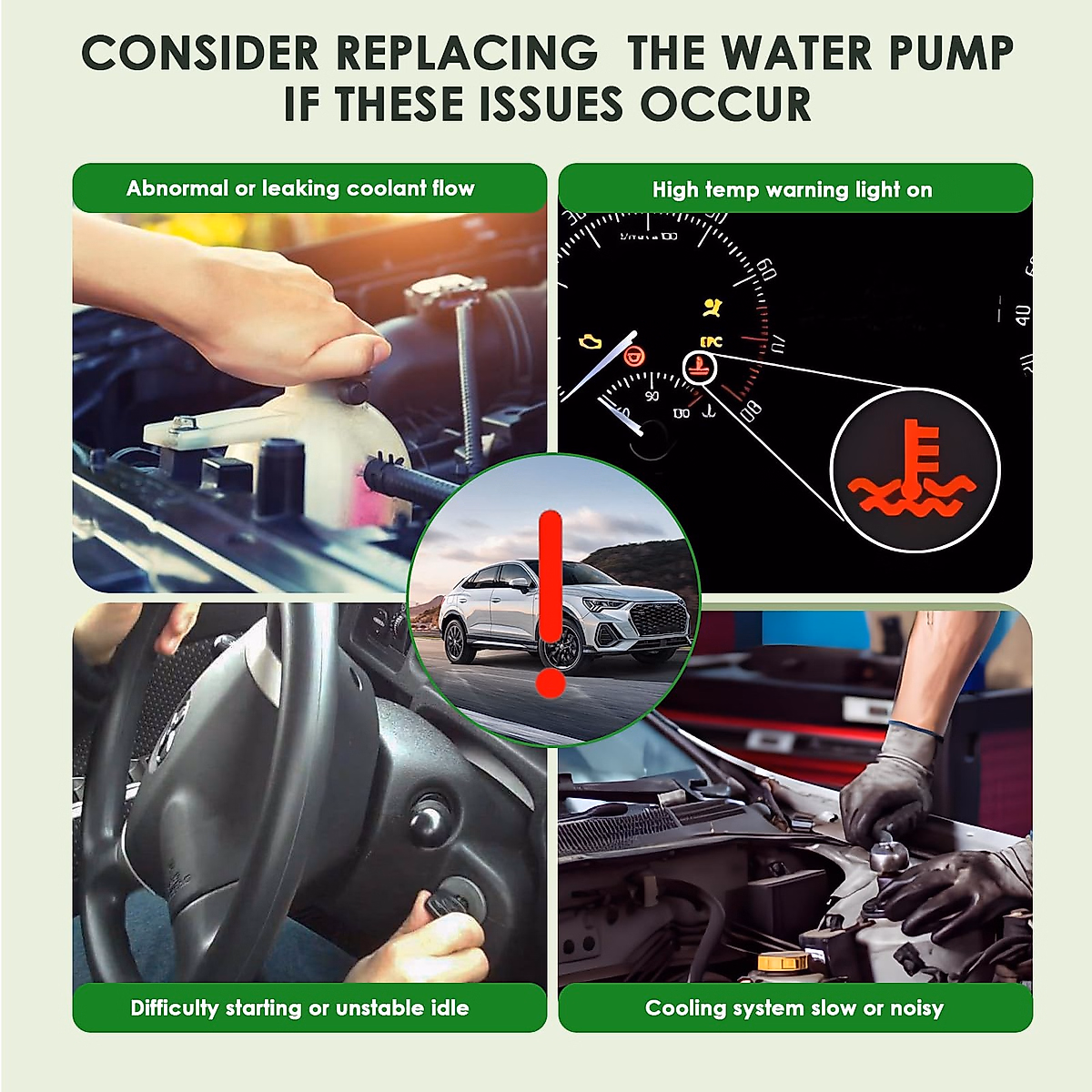 PUAMRPTS Electric Engine Water Pump compatible with Volvo S60/V60/XC60 2014-2024, XC90 2016-2024, S80 S90 V90 XC40 XC70, 2.0l 4 cylinder Turbo, Replaces #OE 31368715