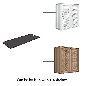 ADDOK 1-Piece Metal Laminate Shelving Suitable for 60-Gallon Storage Shed Cabinet,33" D x 10" W x 0.6" H (Black)