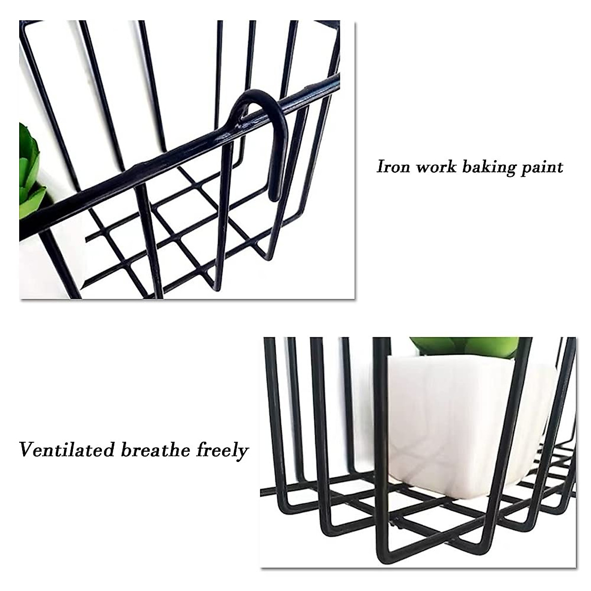 3 Pack Wall Grid Panel Hanging Wire Basket,Wall Storage and Display Basket,Grid Wall Storage Basket for Kitchen,Home Decor Supplies,Black