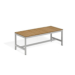 Oxford Garden 6 Piece Travira Powder Coated Aluminum with Natural Tekwood & Black Sling Seats Dining Set