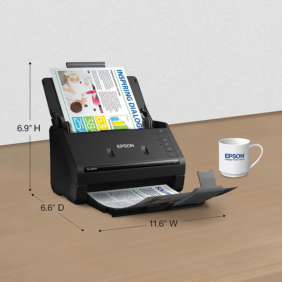 Epson Workforce ES-400 II Color Duplex Desktop Document Scanner for PC and Mac, with Auto Document Feeder (ADF). Full 1-Year Warranty (Renewed)
