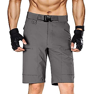 FREE SOLDIER Men's Lightweight Breathable Quick Dry Tactical Shorts Hiking Cargo Shorts Nylon Spandex（Gray 36Wx10L