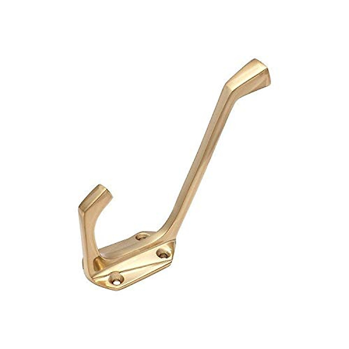 Solid Brass Art Deco Coat and Hat Double Hook Polished Brass