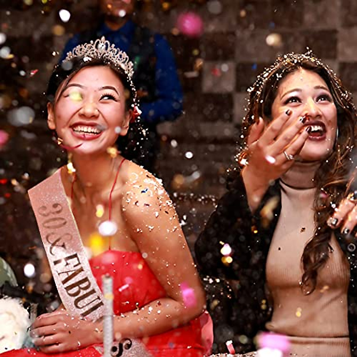 AOPRIE Birthday Crown for Women 30 & Fabulous Birthday Sash for Women Girls Rose Gold Birthday Tiara 30th Birthday Gifts Her Him Decoration for Women Princess Crown Rhinestone Headband Happy Birthday Accessories